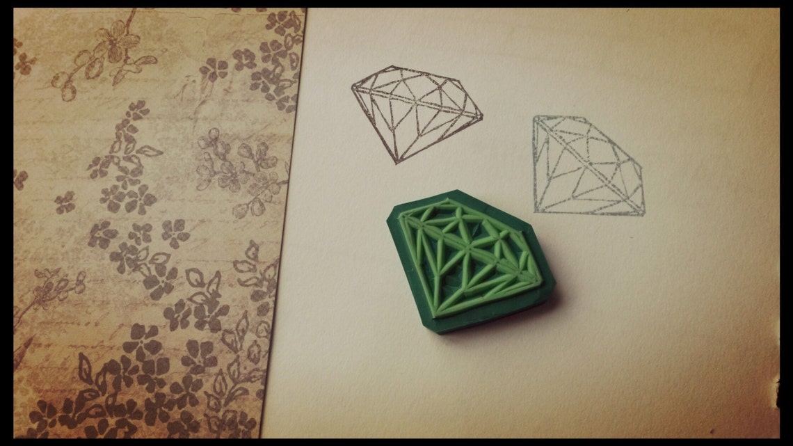Diamond Rubber Stamp Hand-carved Rubber Stamps Diamond - Etsy