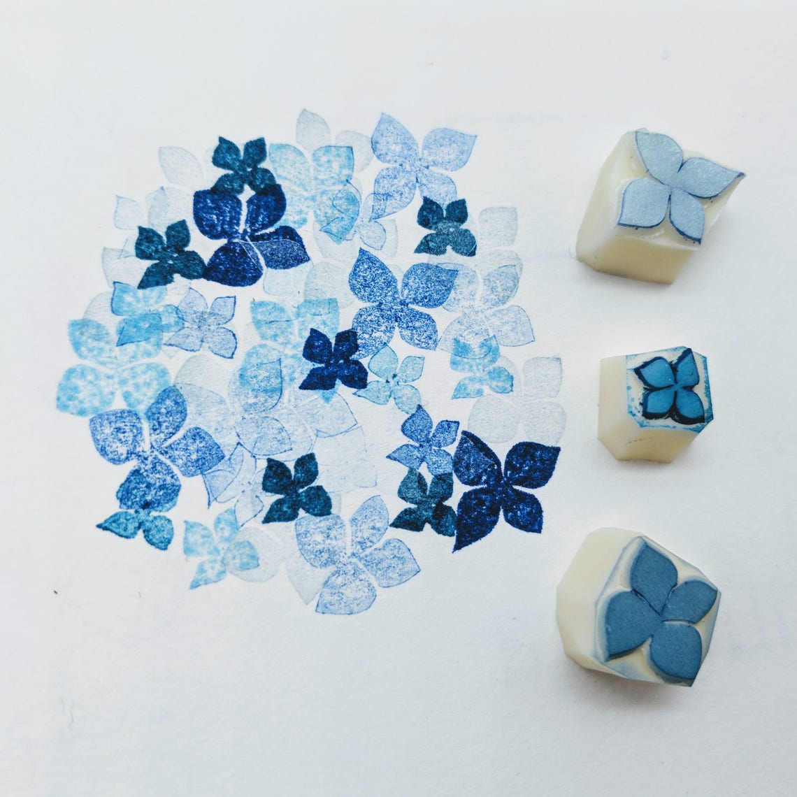 Original Hydrangea 3 in 1 Stamp Set Handmade Rubber Stamp - Etsy Australia