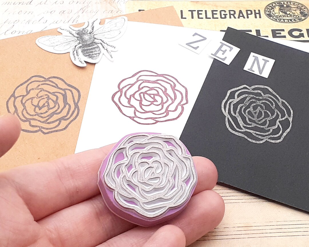 Rose Stamp | Handmade Rubber Stamp | Stamp Set | Botanical Stamp ...