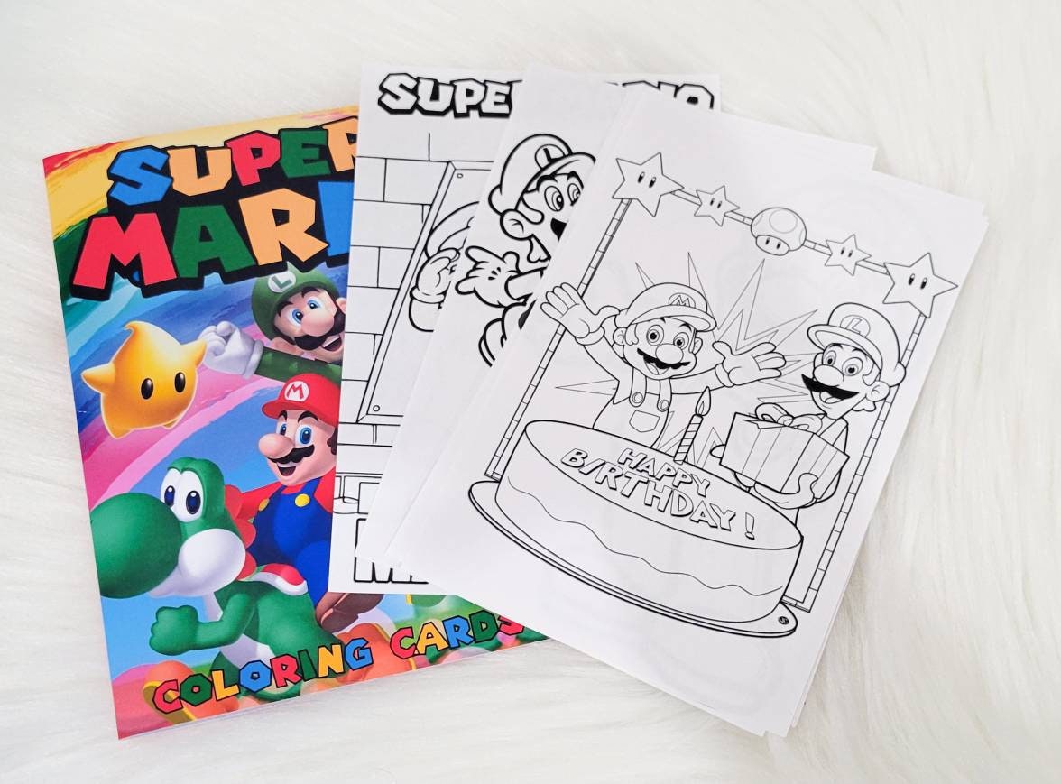 Mario Coloring Cards - Etsy