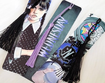 Set of Six Wednesday Addams Bookmarks, Goth Bookmarks, 6 Printable ...