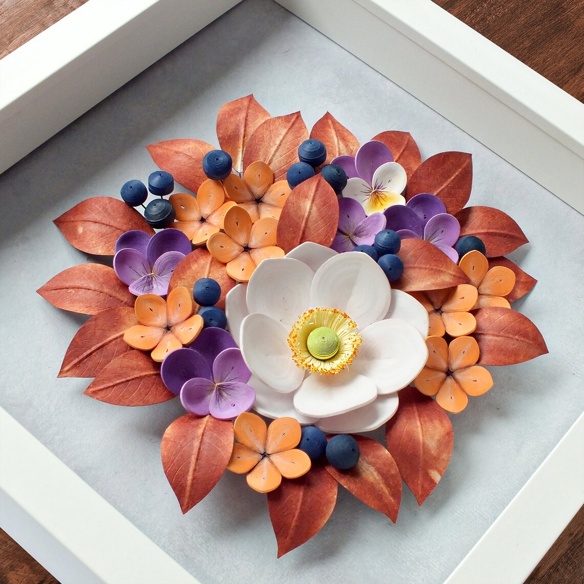 Paper Quilling Flower Arrangement Fall Colors Wall Art - Etsy