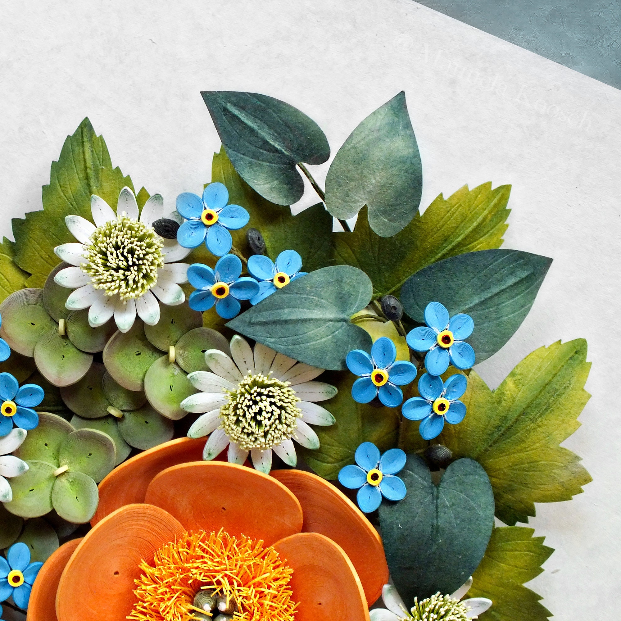 Paper Quilling Peony, Forget Me Not, Astrantia, Hydrangea Wall Art ...