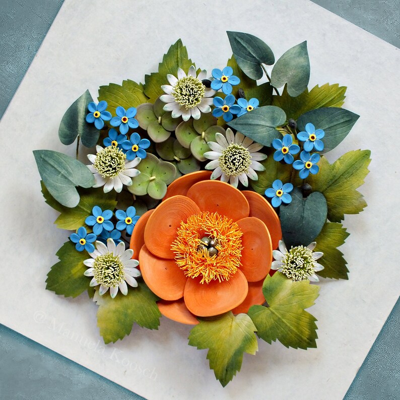 Paper Quilling Peony, Forget Me Not, Astrantia, Hydrangea Wall Art ...