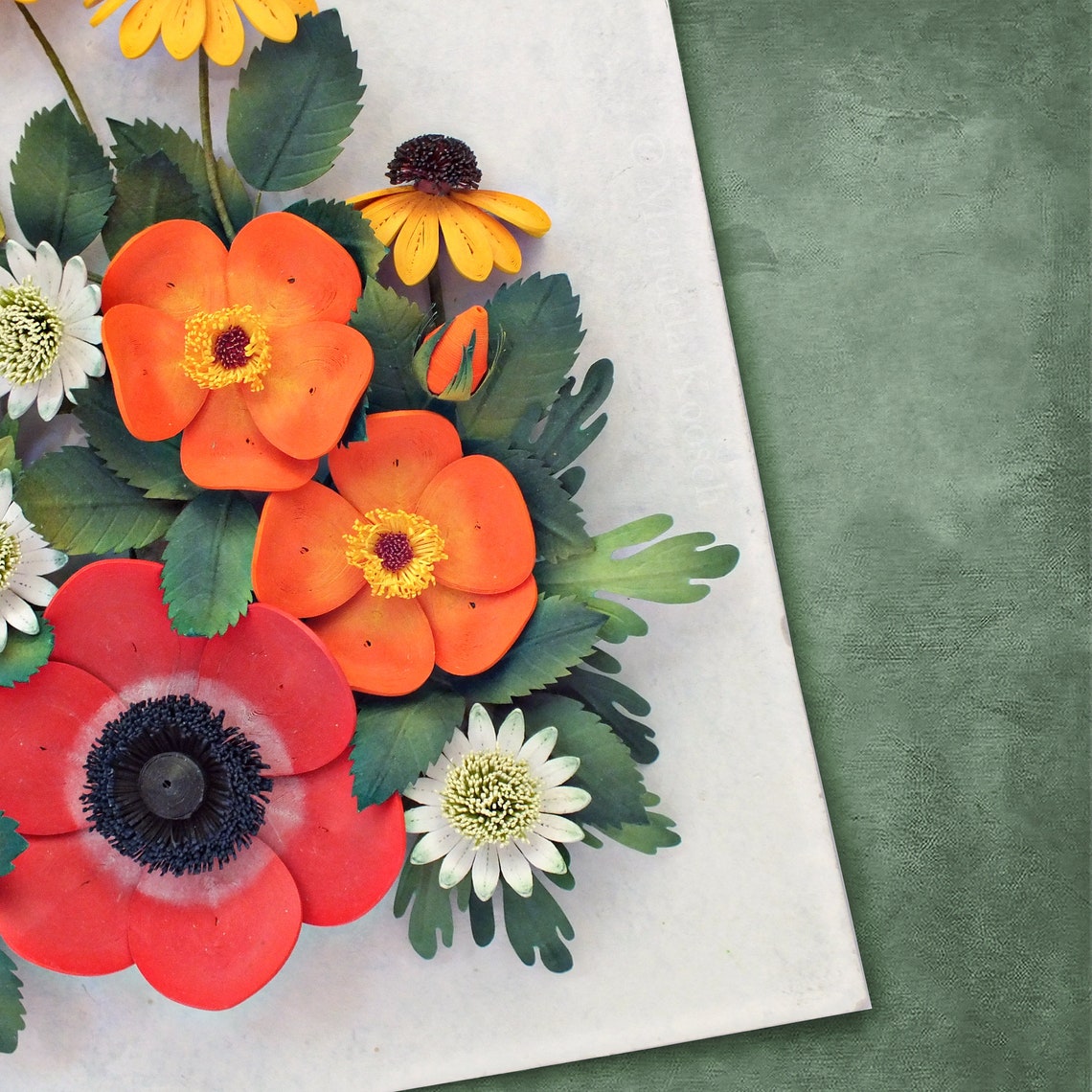 Bright Summer Flowers Wall Art Paper Anniversary Gift 3D Paper Quilling ...