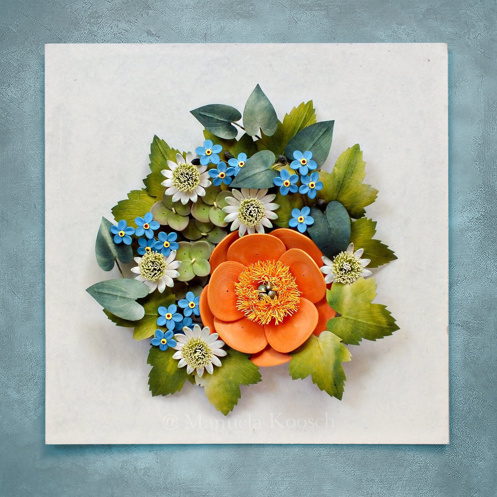 Paper Quilling Peony, Forget Me Not, Astrantia, Hydrangea Wall Art ...