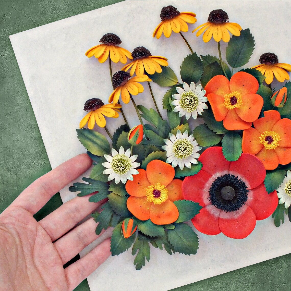 Bright Summer Flowers Wall Art Paper Anniversary Gift 3D Paper Quilling ...