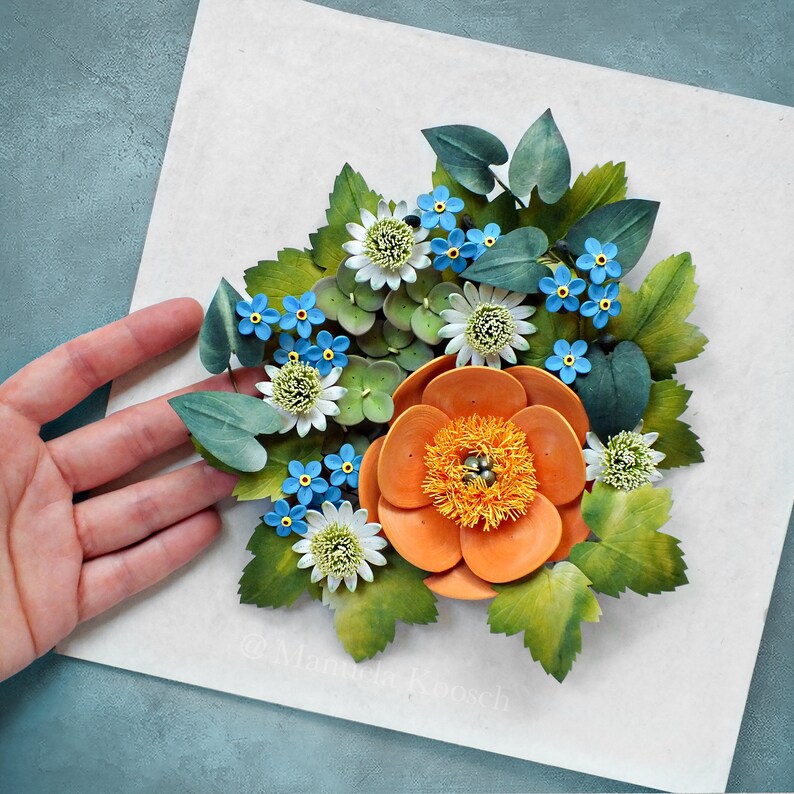 Paper Quilling Peony, Forget Me Not, Astrantia, Hydrangea Wall Art ...