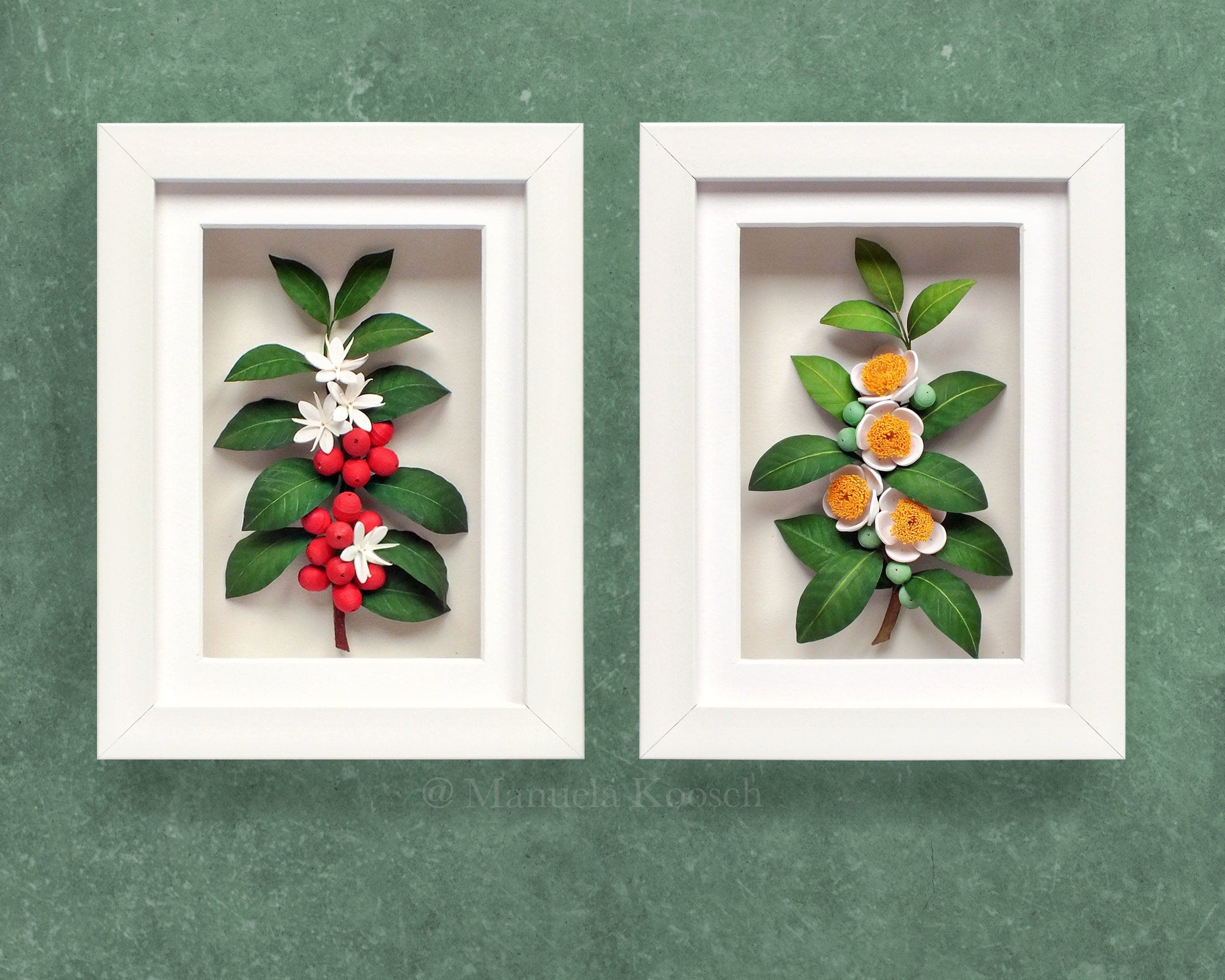 Coffee and Tea: Set of 2 Framed Wall Decor - 3D Paper Quilling ...
