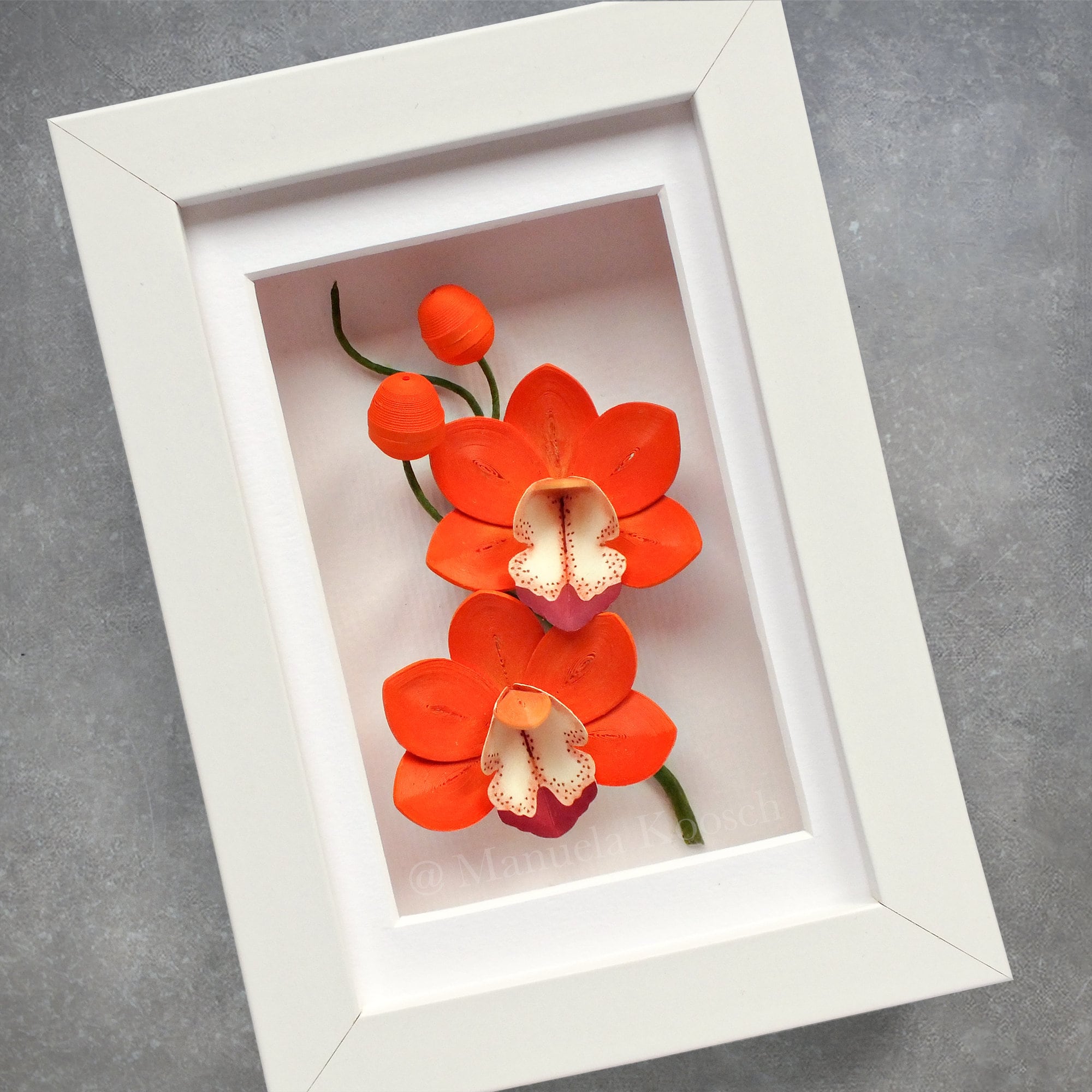 Cymbidium Orchid Wall Decor - Mini Framed Wall Art - 3D Paper Quilling ...