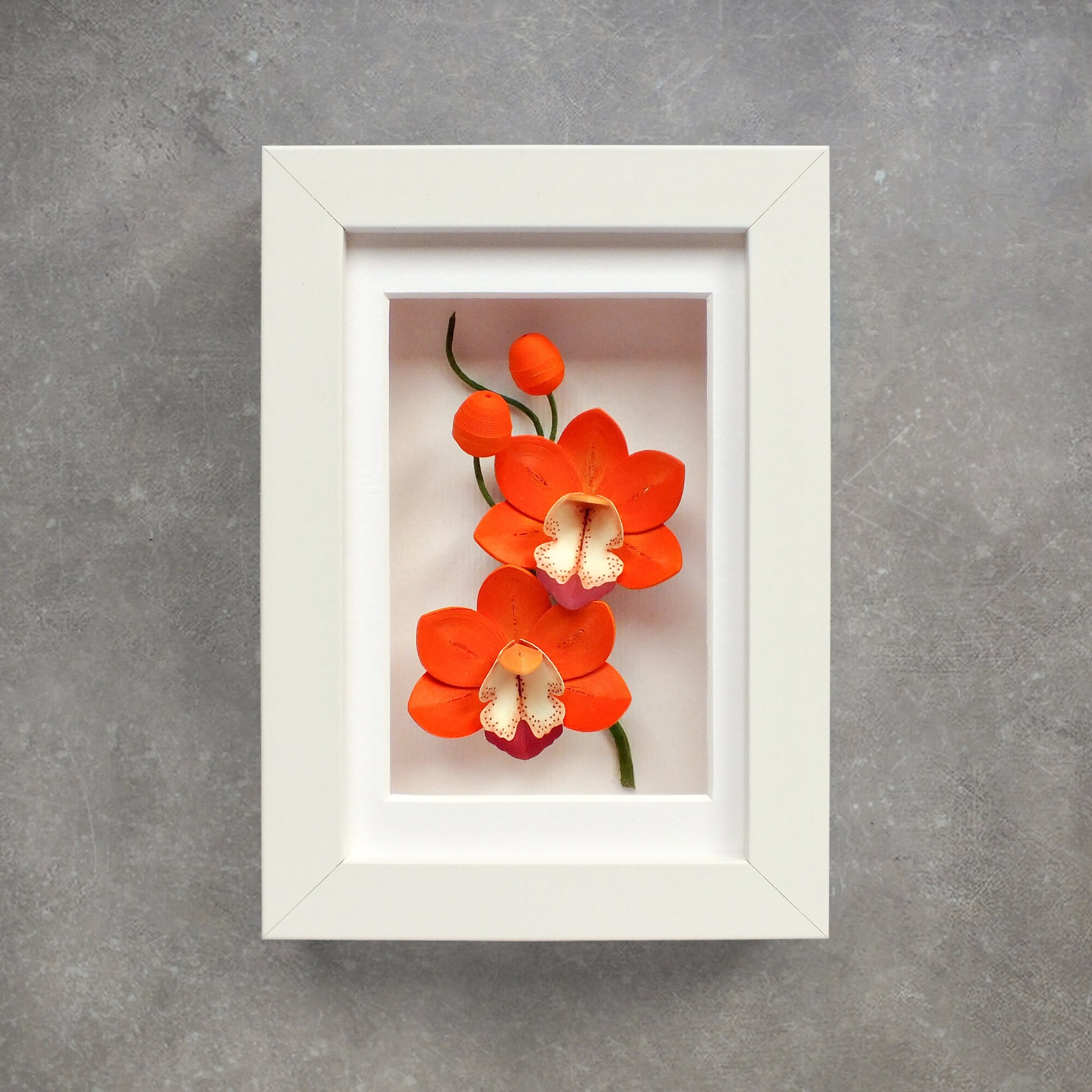 Cymbidium Orchid Wall Decor Mini Framed Wall Art 3D Paper - Etsy