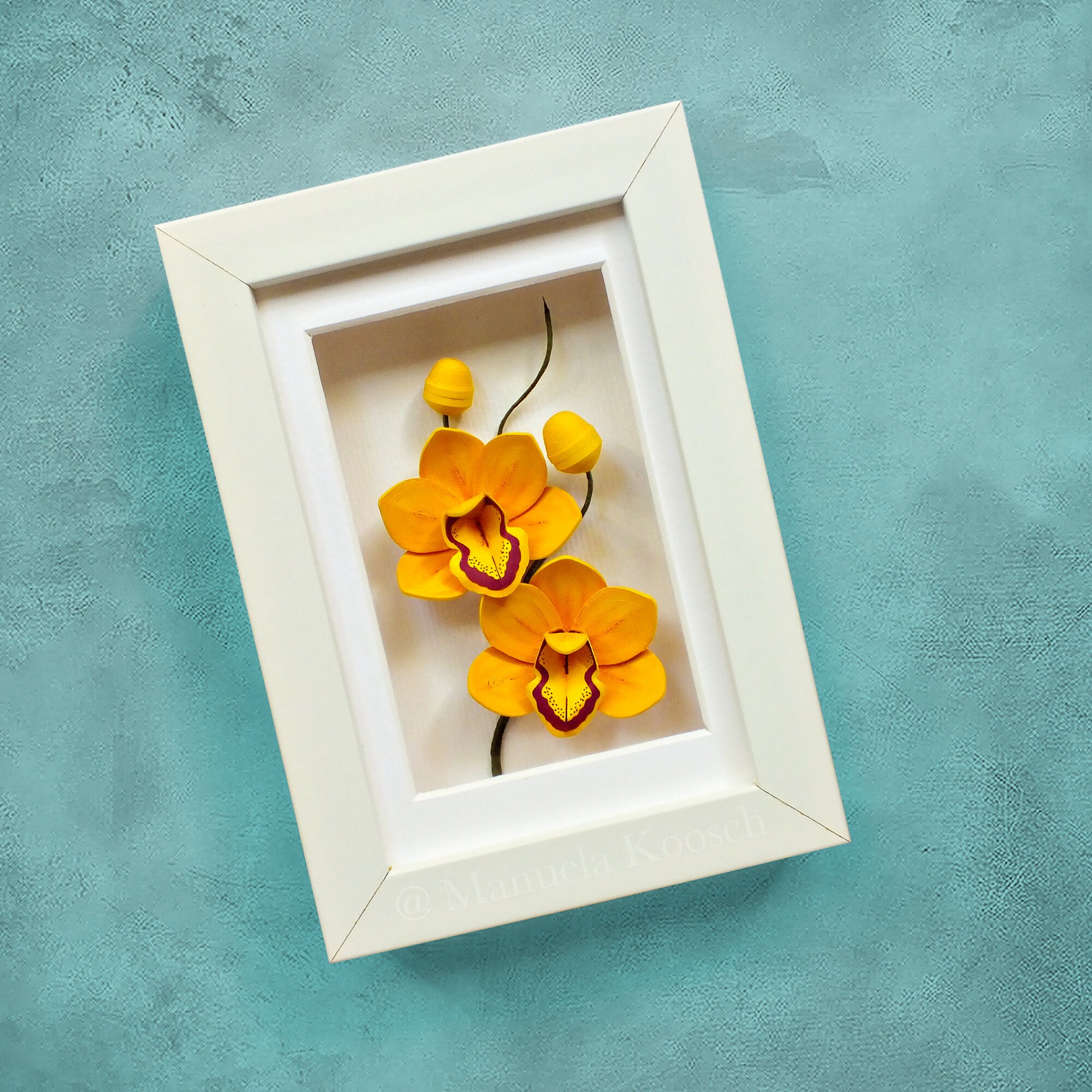 Yellow Orchid Wall Art - Cymbidium Orchid - Tropical Decor - Mini Frame ...