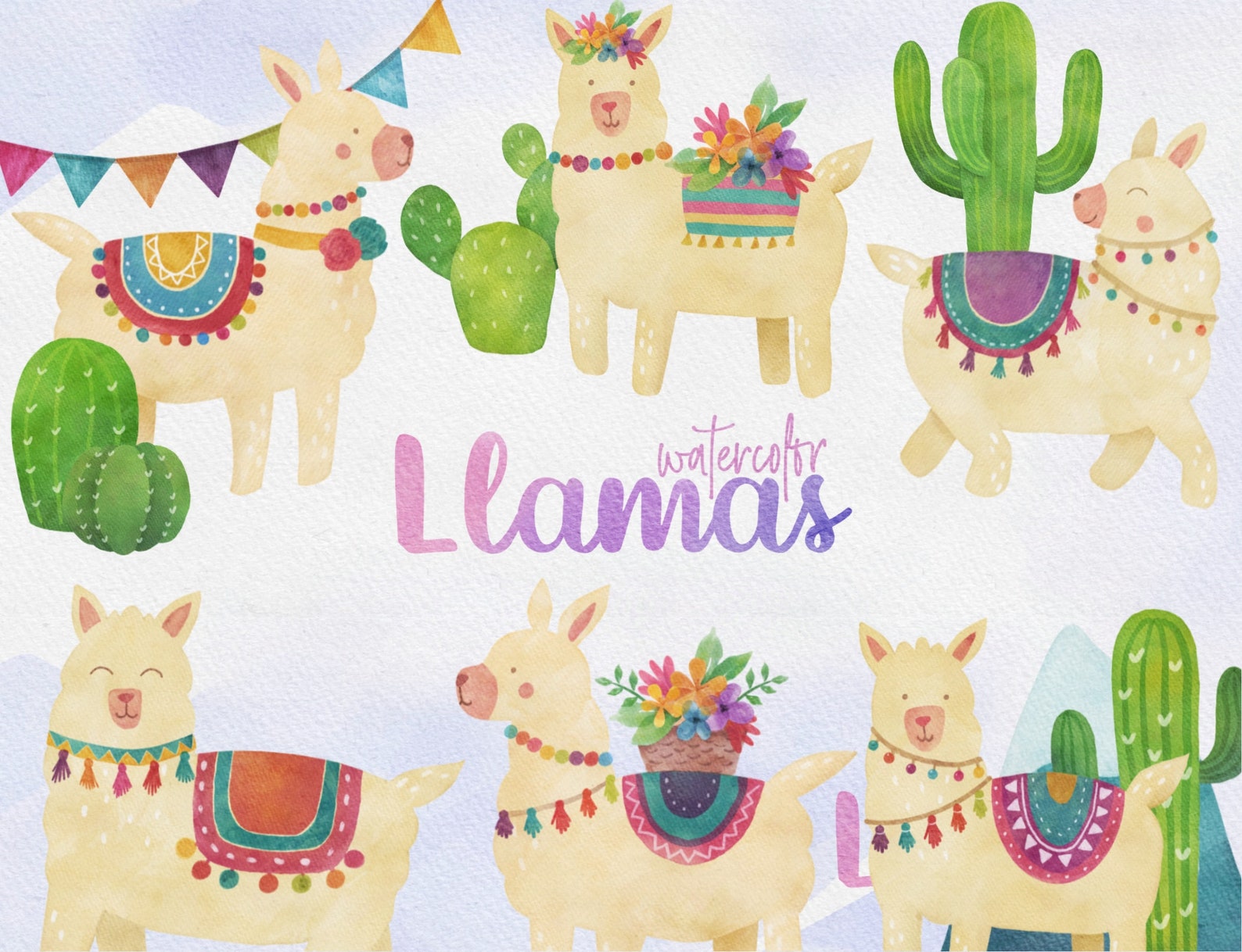 BUY 4 GET 50% OFF Watercolor Llama Clipart Llamas Clip Art - Etsy