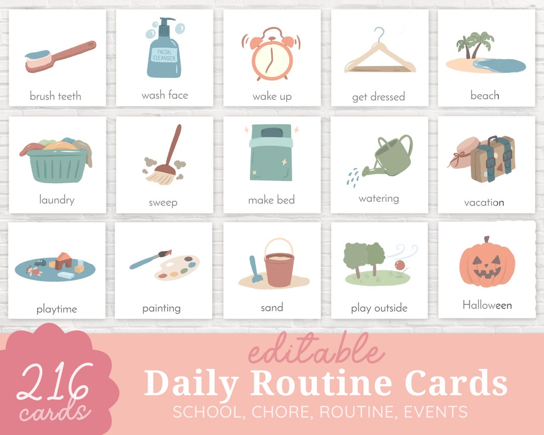 BUY 4 GET 50% OFF Editable Kids Routine Chart Toddler Printable Daily ...