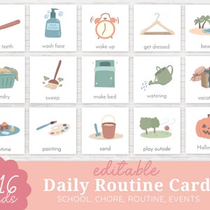 BUY 4 GET 50% OFF Editable Kids Routine Chart Toddler Printable Daily ...