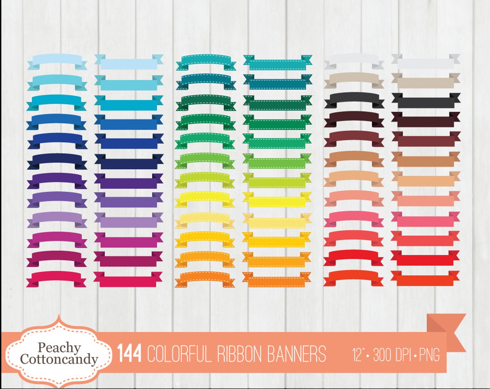 BUY 4 GET 50% OFF 144 Colorful Digital Ribbon Banners Clipart | Etsy
