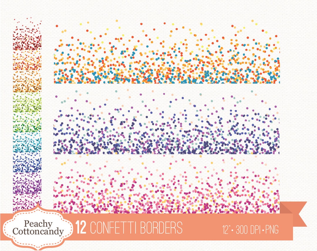 Confetti Borders Clipart: 12 Colorful PNG Designs (digital Download) - Etsy