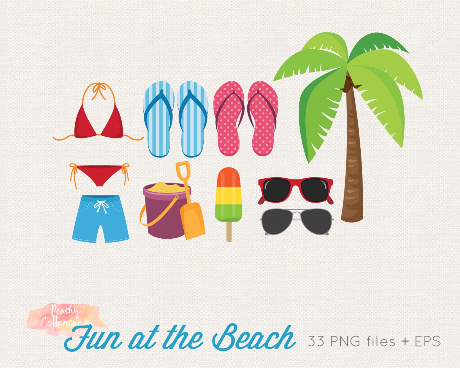 BUY 4 GET 50% OFF Beach Clipart Vector Summer Clipart - Etsy