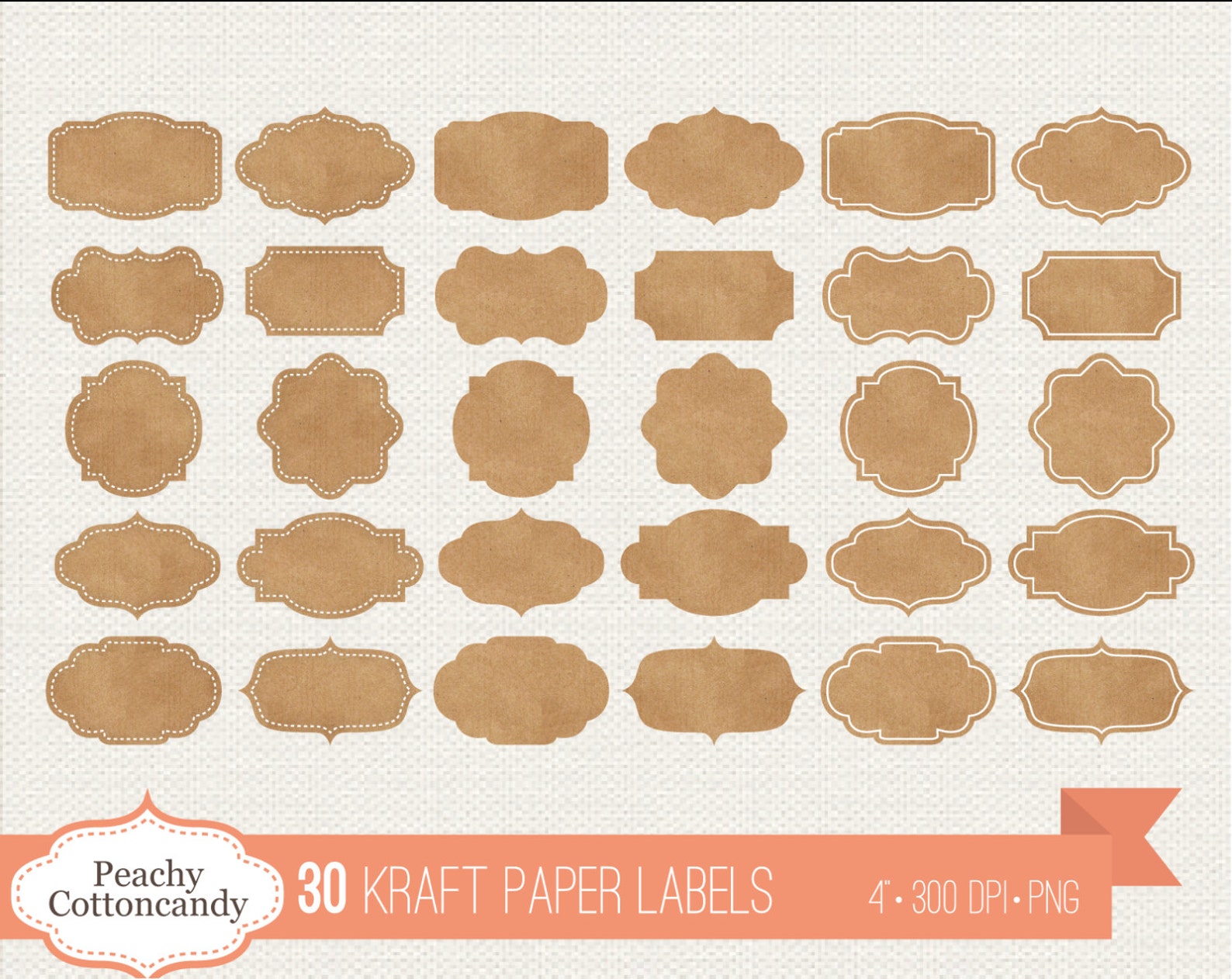 BUY 4 GET 50% OFF 30 Digital Kraft Paper Labels Cardboard | Etsy