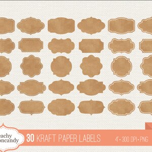 BUY 4 GET 50% OFF 30 Digital Kraft Paper Labels - Cardboard Labels Clip ...