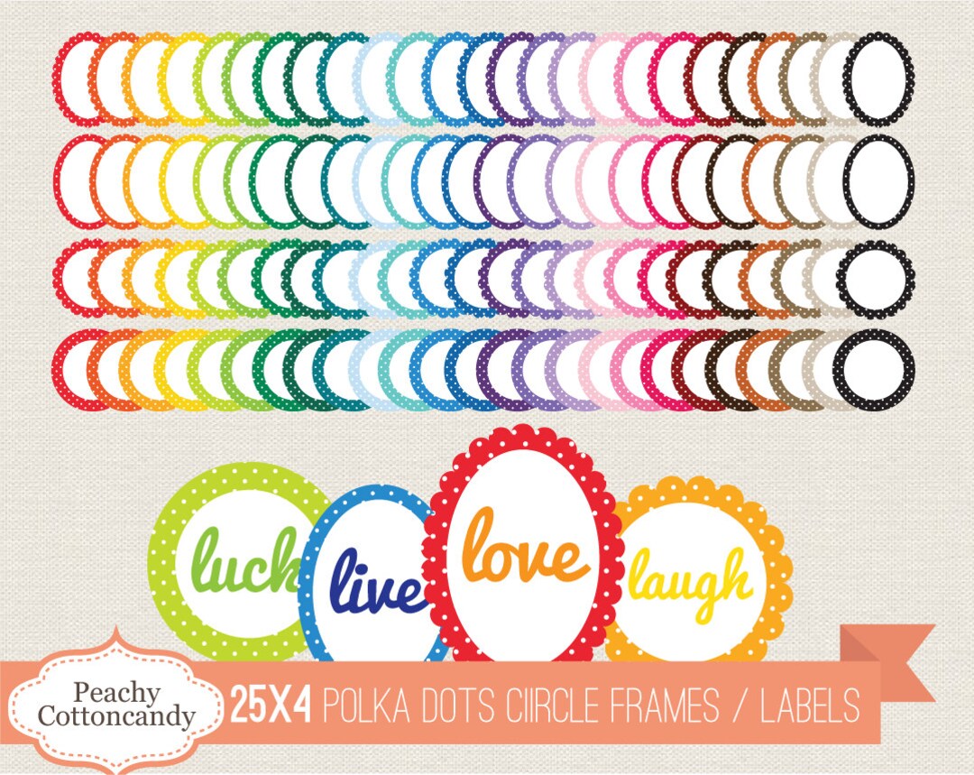 BUY 4 GET 50% OFF 100 Polka Dots Circle Frames Clip Art - Polka Dot ...