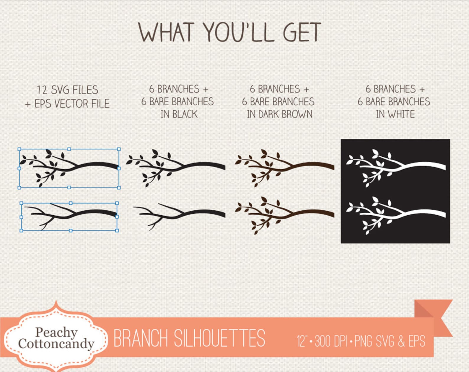 Branch Silhouettes Clipart: Tree Vector SVG, PNG, EPS (digital Download ...