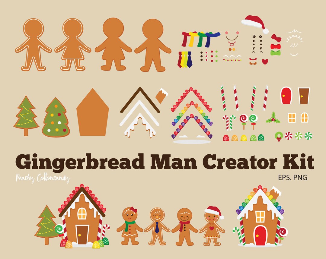 Gingerbread Man Clipart: Christmas Graphics (PNG, EPS) (digital ...