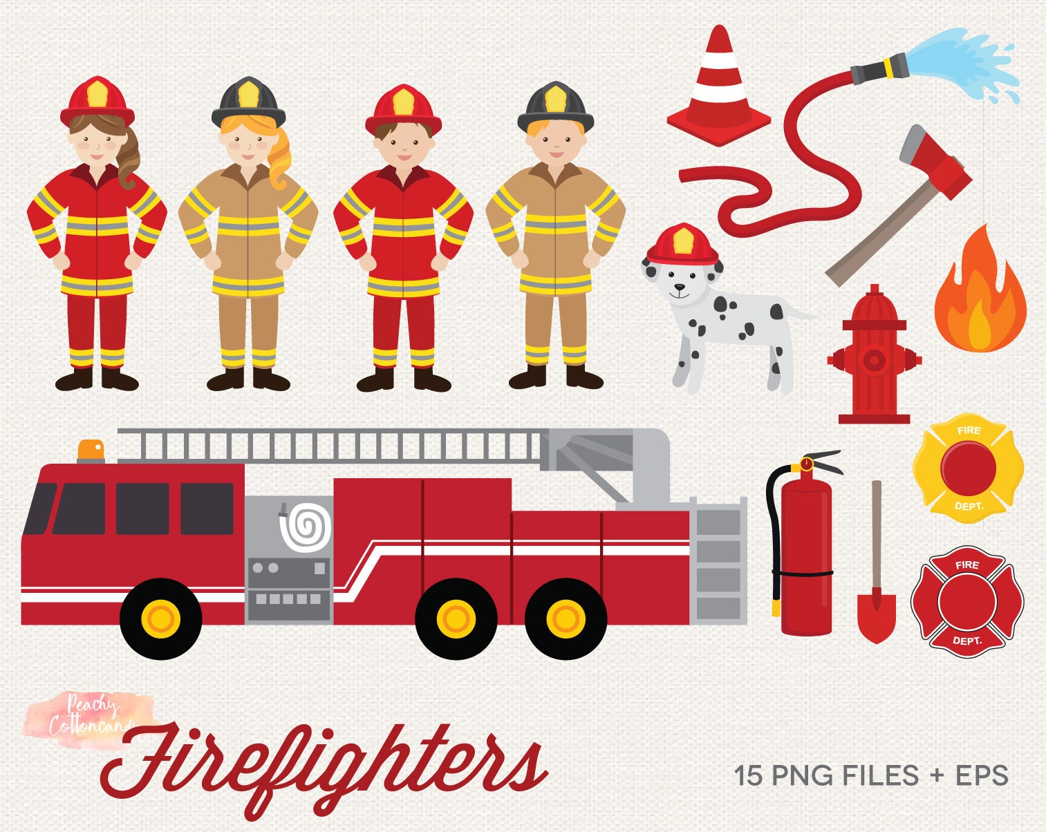 BUY 2 GET 1 FREE Firefighter Clipart Firefighter Clip Art | Etsy