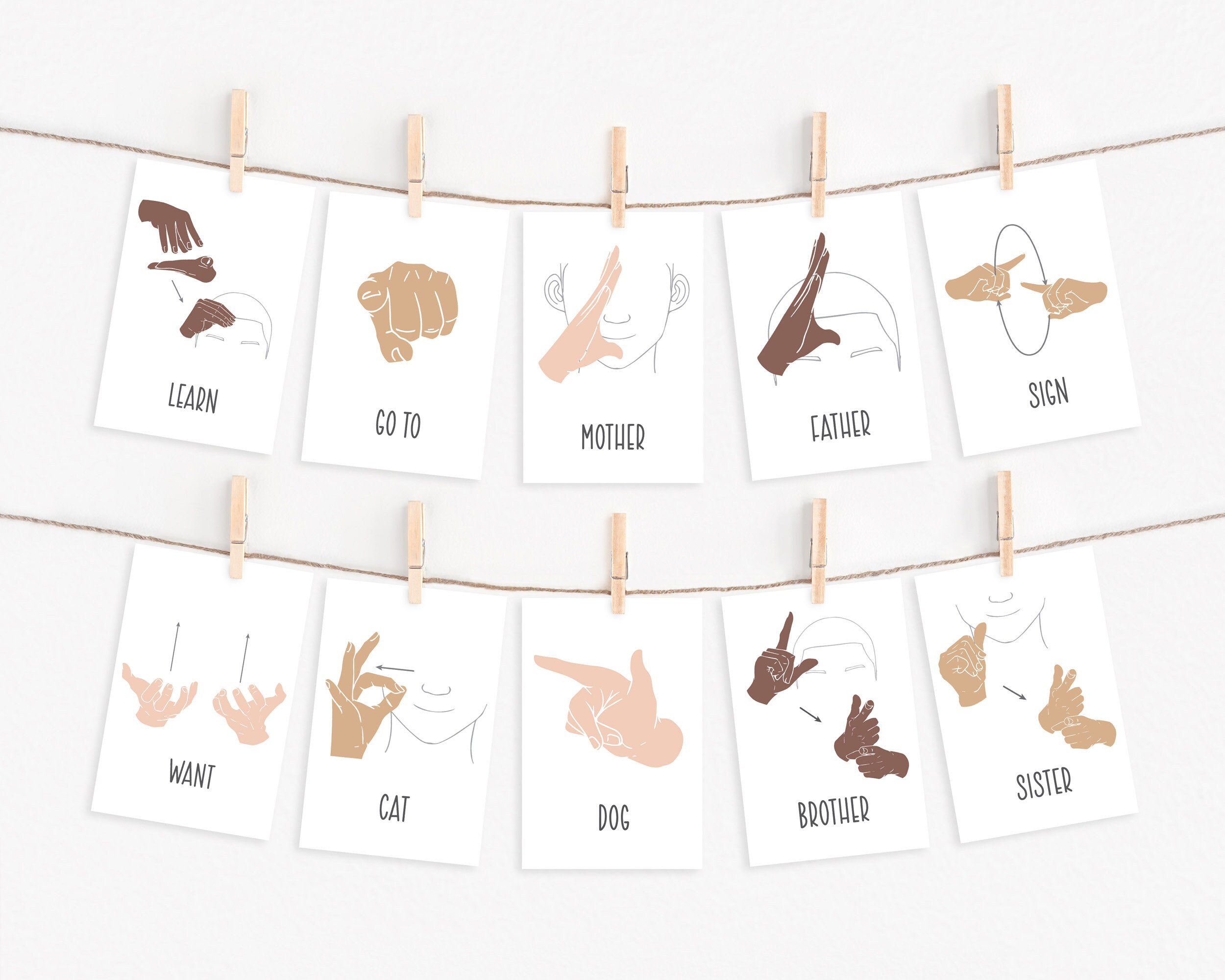 Printable ASL Flash Cards: Montessori Sign Language (32 Cards) - Etsy