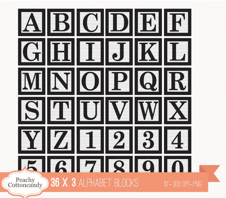 Alphabet Blocks Clipart: 36 Colorful Digital Graphics (commercial Use ...