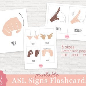 Buy 4 Get 50% off Printable ASL Sign Language Flash Cards ASL ...