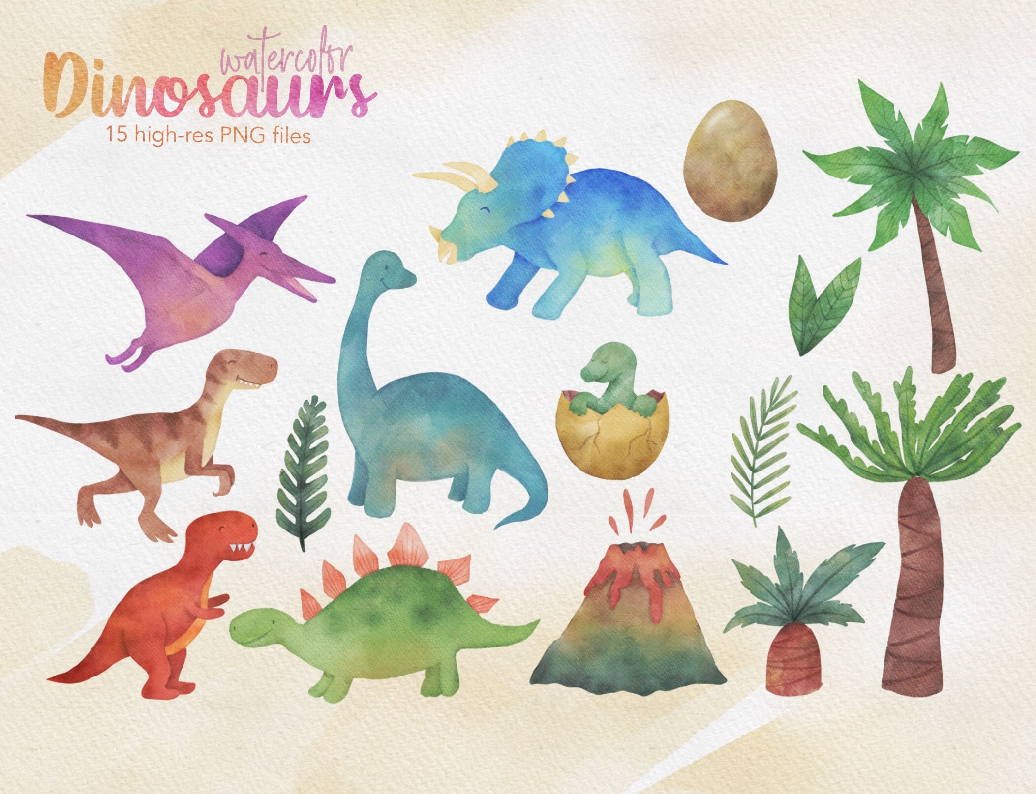 BUY 4 GET 50% OFF Watercolor Dinosaurs Clipart Dinosaur Clip - Etsy