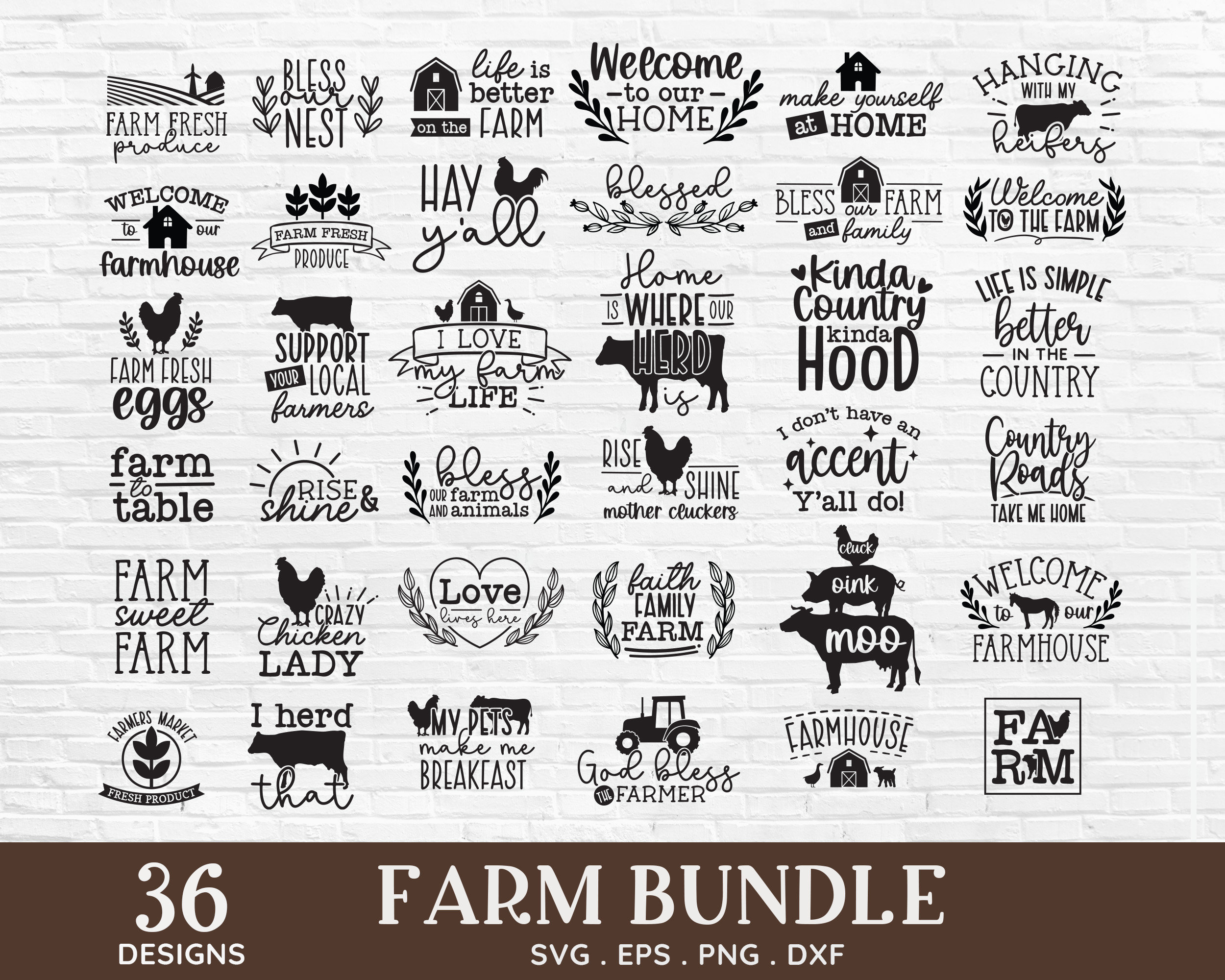 Farm SVG Bundle: Farmhouse Sign, Country Animal Designs (digital Files ...