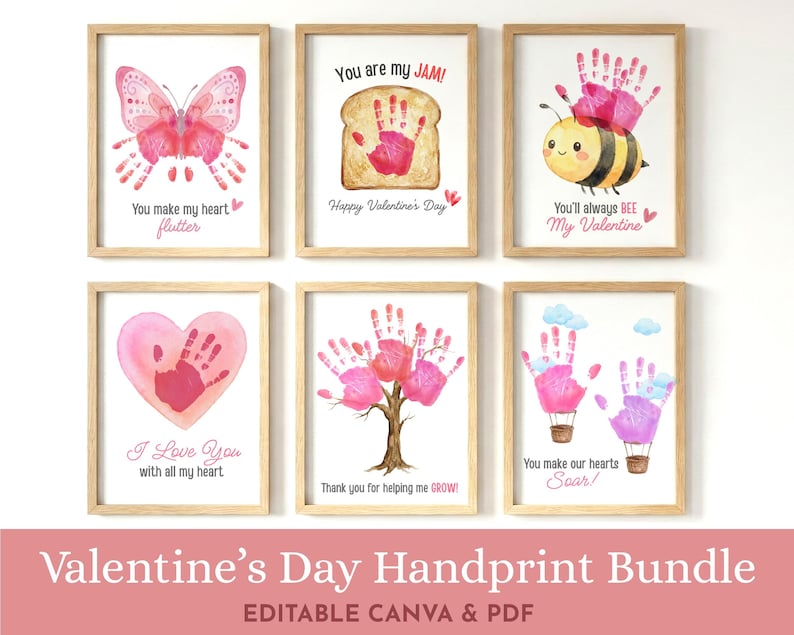Valentine’s Day Handprint Bundle – 16 Printable Kids Craft - Gift for ...