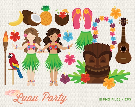 Hawaiian Luau Party Clip Art