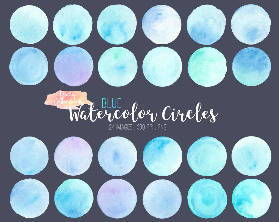 BUY 4 GET 50% OFF 24 Blue Watercolor Circles Clip Art - Etsy