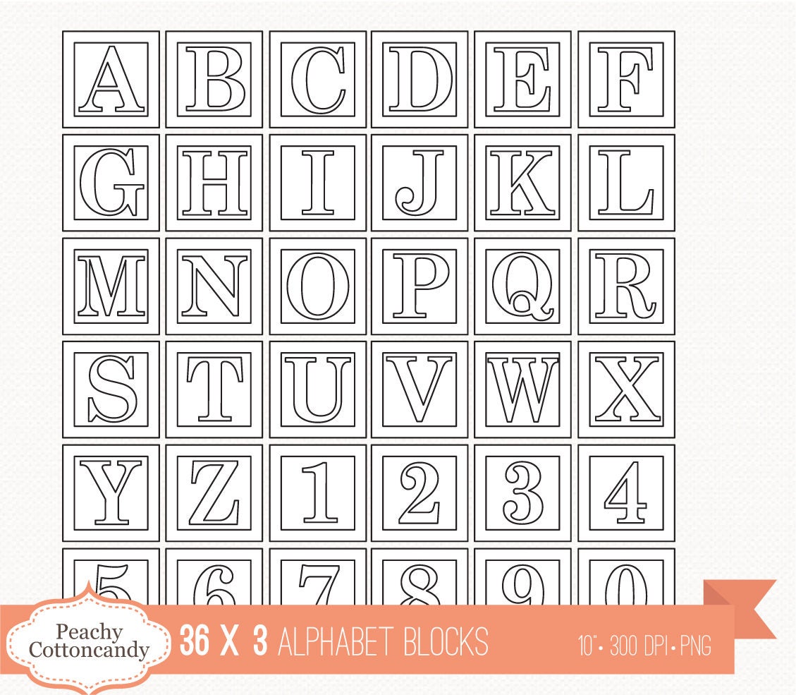 Alphabet Blocks Clipart: 36 Colorful Digital Graphics (commercial Use ...