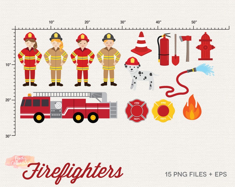BUY 4 GET 50% OFF Firefighter Clipart Firefighter Clip Art | Etsy