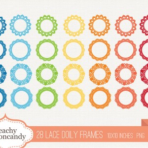 BUY 4 GET 50% OFF 28 Lace Doily Frames in Bright Colors - Cute Circle ...