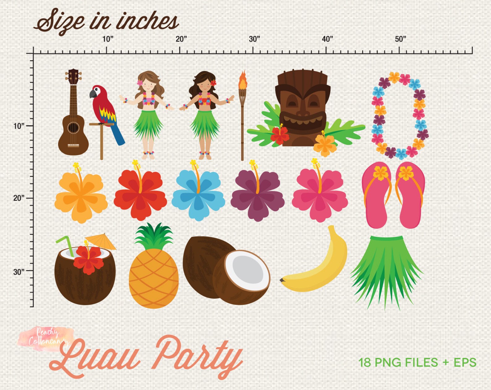 BUY 4 GET 50% OFF Luau Party Clipart Luau Clip Art Hawaii - Etsy
