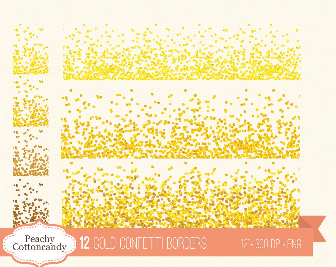 Gold Confetti Borders Clipart: Glam Digital Art (PNG, 12 Inch) - Etsy