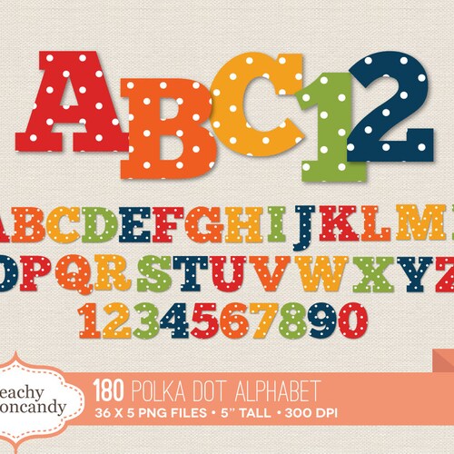 BUY 4 GET 50% OFF 180 Digital Polka Dot Alphabet Clip Art / | Etsy