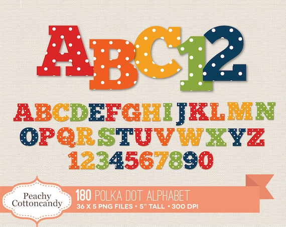 BUY 4 GET 50% OFF 180 Digital Polka Dot Alphabet Clip Art / | Etsy
