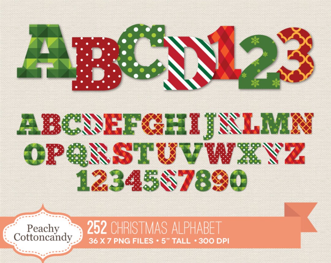 BUY 4 GET 50% OFF 252 Digital Christmas Alphabet Clip Art / Christmas ...