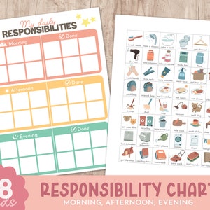Printable Kids Chore Chart: Daily Responsibility, Summer Routine (PDF ...