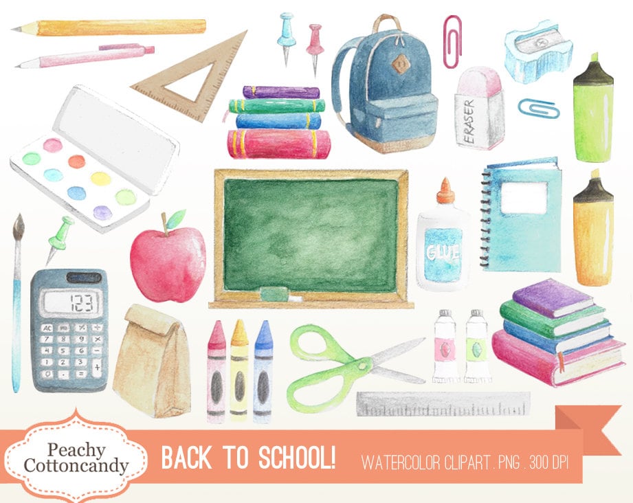 BUY 4 GET 50% OFF Watercolor Back to School Clip Art - Etsy