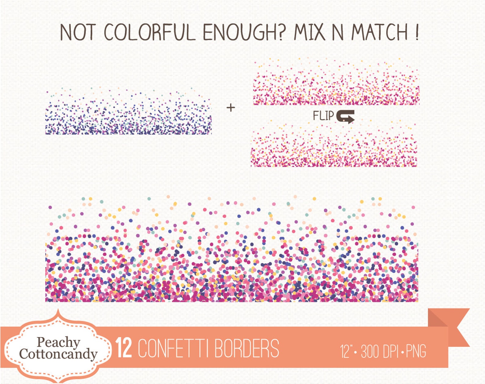 Confetti Borders Clipart: 12 Colorful PNG Designs (digital Download) - Etsy