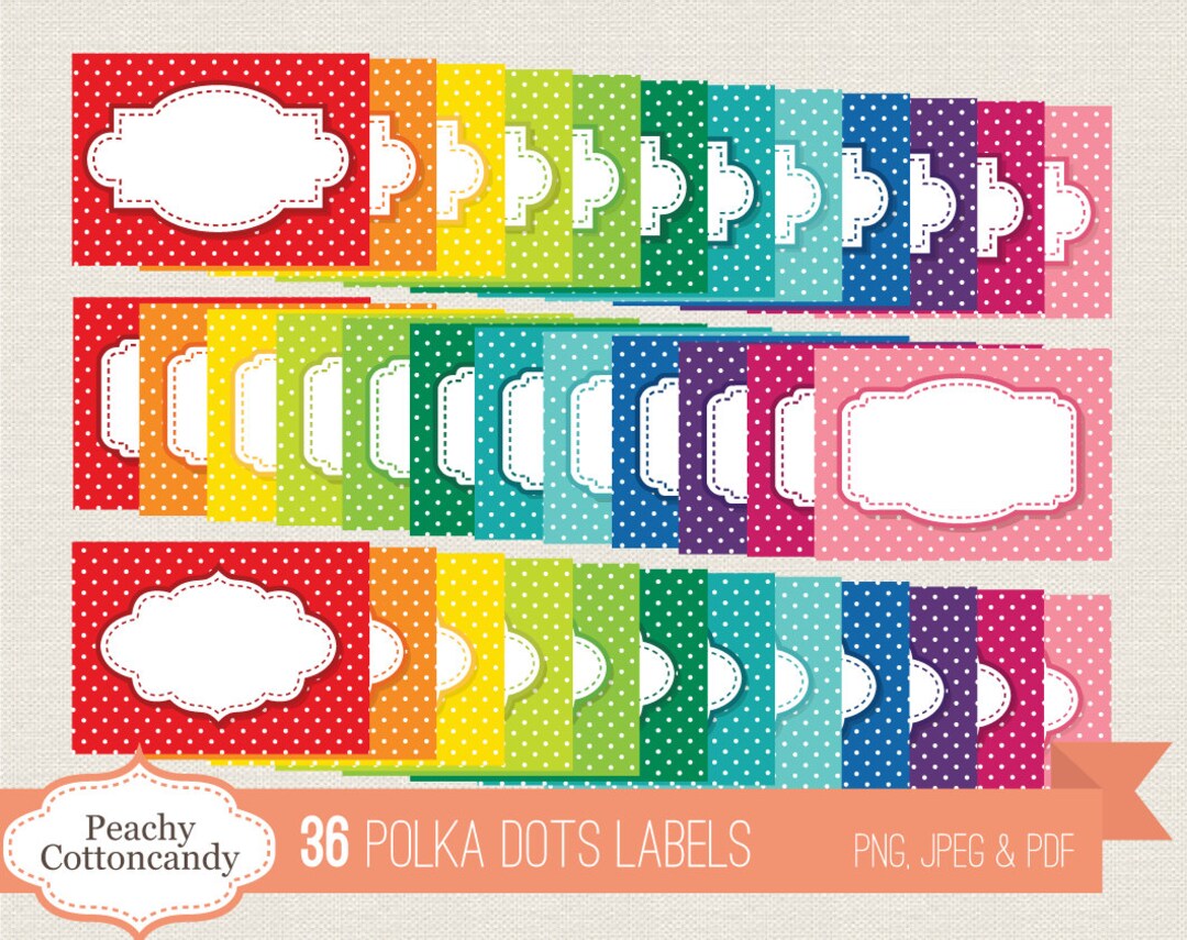 Polka Dot Labels: 36 Colorful Printable Tags (digital Download) - Etsy