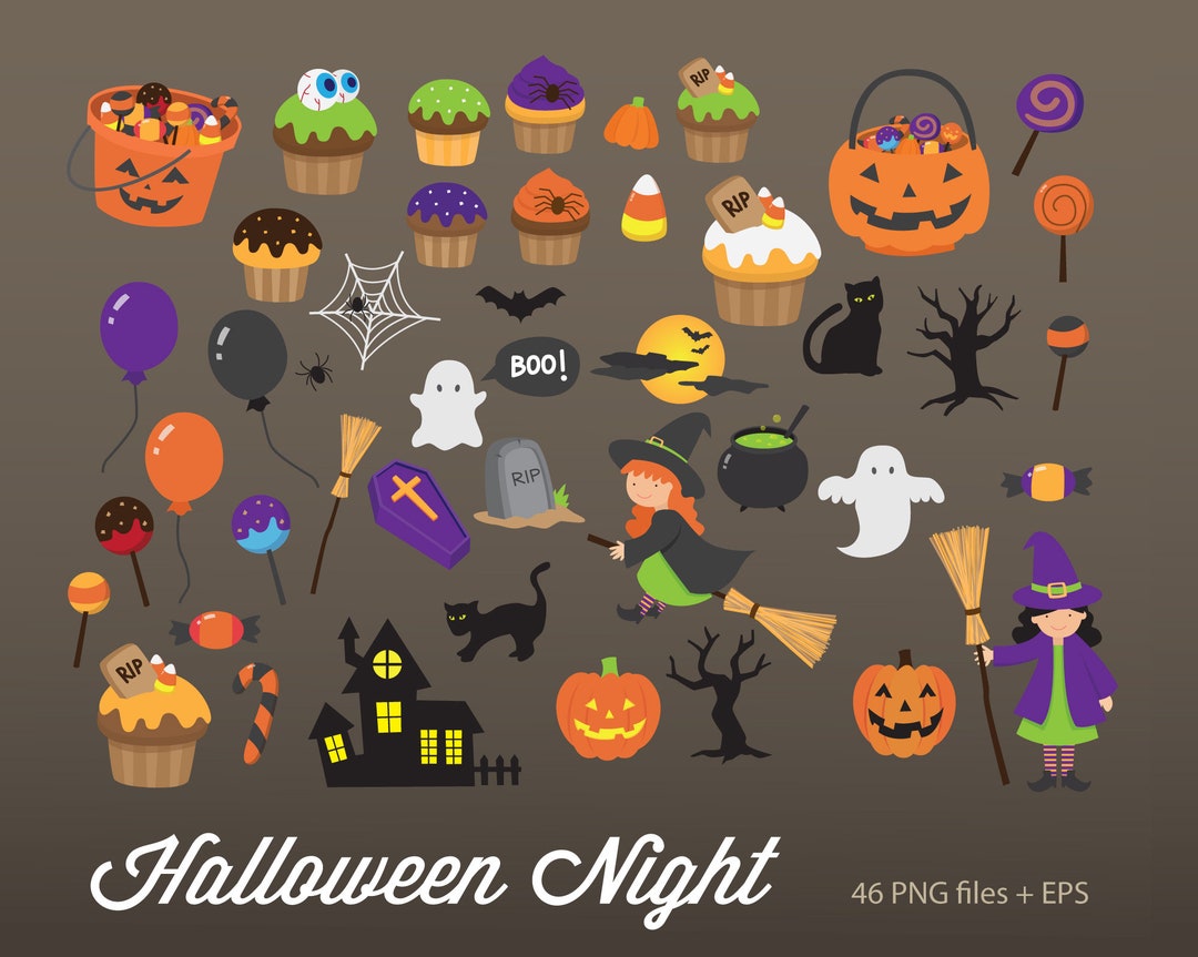 Halloween Clipart Mega Pack: Witch, Ghost, Pumpkin (PNG, EPS) - Etsy