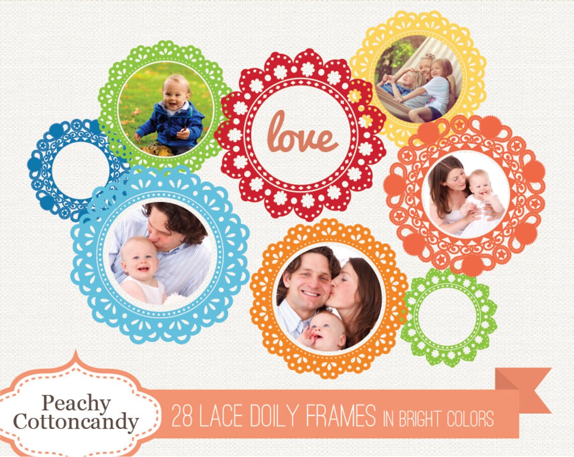 BUY 4 GET 50% OFF 28 Lace Doily Frames in Bright Colors Cute | Etsy